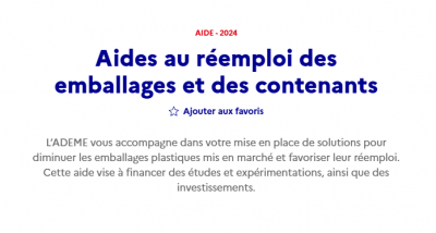 AAP Aides au réemploi des emballages et des contenants 2024 | ADEME | PEXE